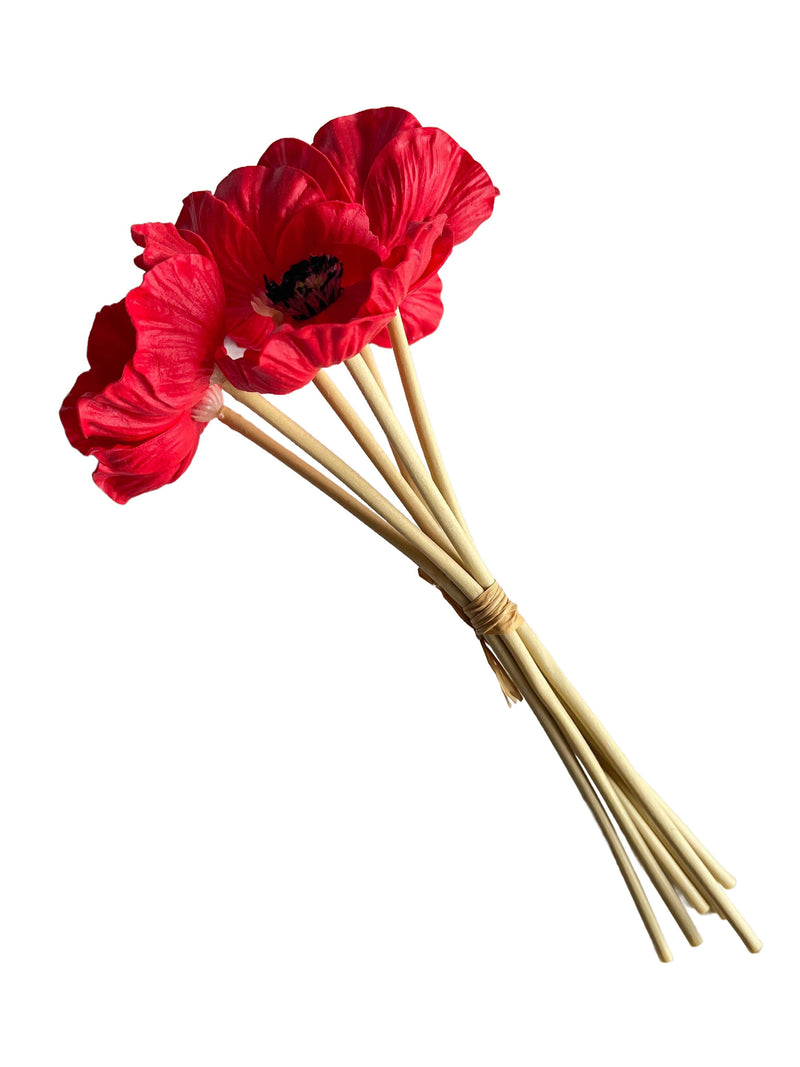 MINI POPPY BOUQUET X6, 11", RED – Three Poppies